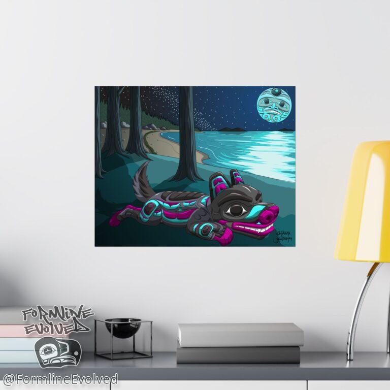 Wolf and Moon Mural – print - Formline Evolved